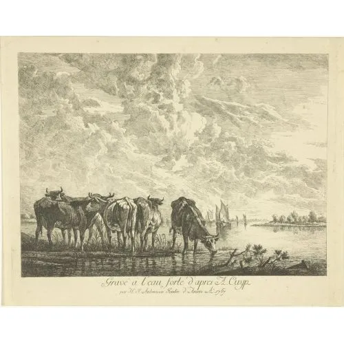 Aelbert Cuyp, Landscape With Five Cows At A River | Arthipo