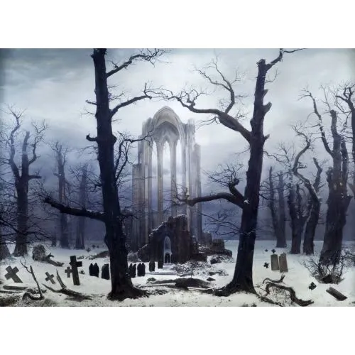 Caspar David Friedrich, Monastery Burial-Ground Under Snow | Arthipo