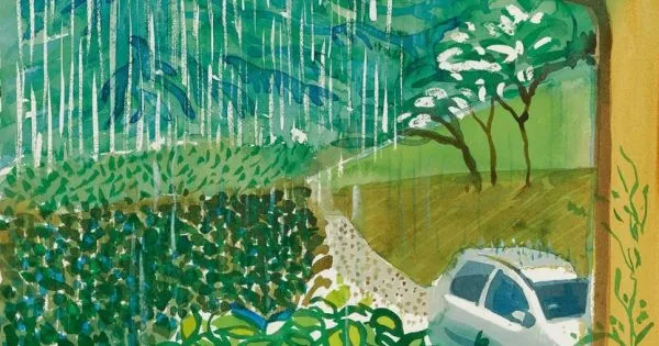 David Hockney, Lake House, Como, Rain | Arthipo