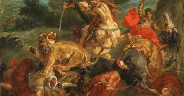 Eugène Delacroix, Lion Hunt (La Chasse aux lions) | Arthipo
