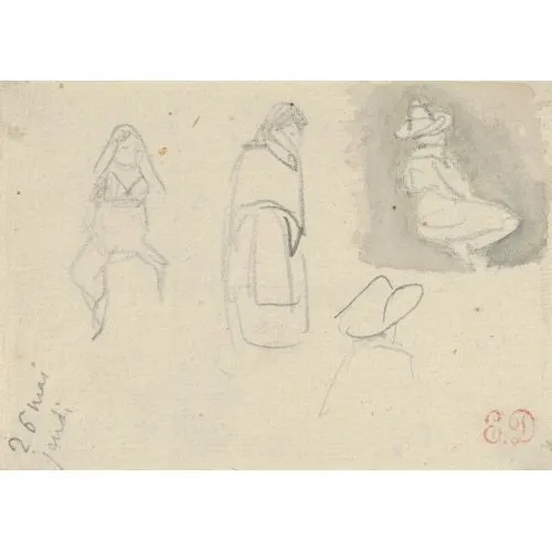 Eugène Delacroix, Sketches of Four Figures Spain | Arthipo