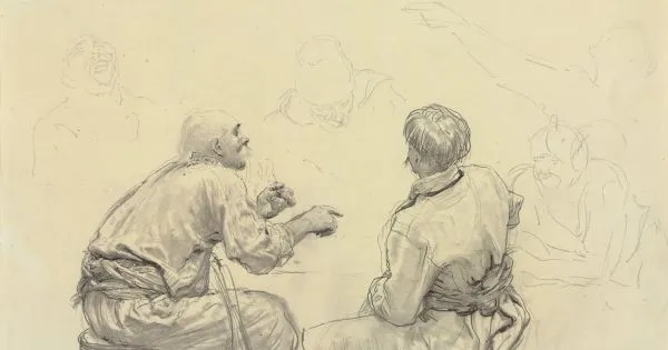 Ilya Repin, Study For Zaporozhian Cossacks Writing A Letter To The ...