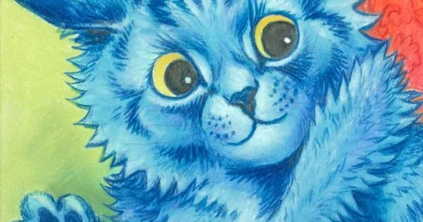 Louis Wain, Portrait of an blue cat | Arthipo