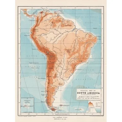 Physical Map Of South America Poster | Arthipo