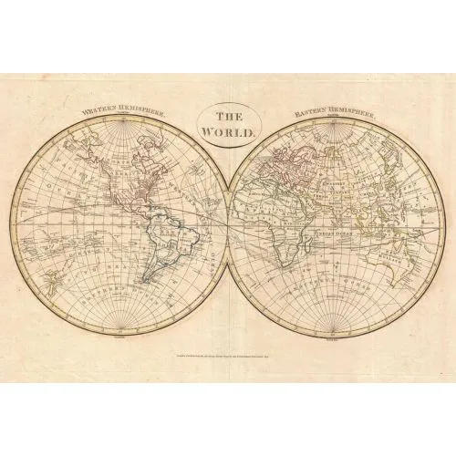 Earth, Two Hemispheres Map Poster | Arthipo
