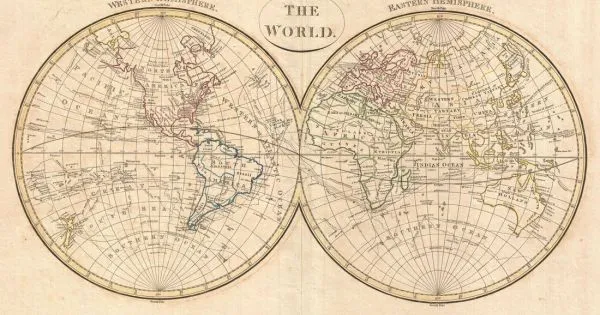 Earth, Two Hemispheres Map Poster | Arthipo