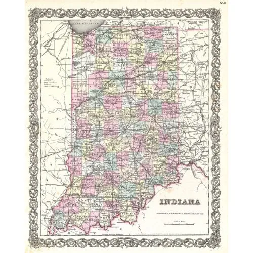 Indiana Haritası Posteri | Arthipo