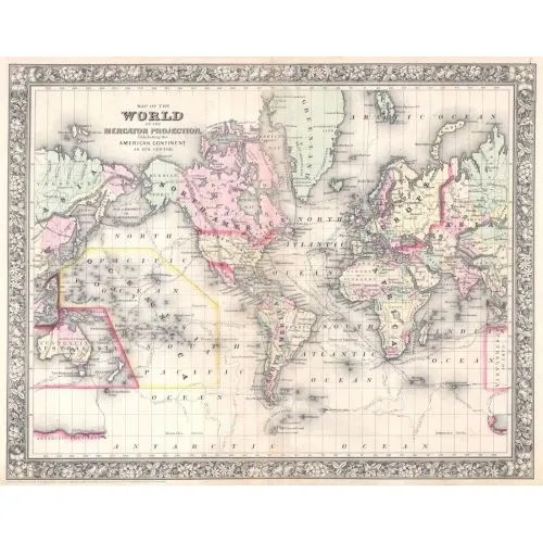 The World On Mercator Projection Map Poster | Arthipo
